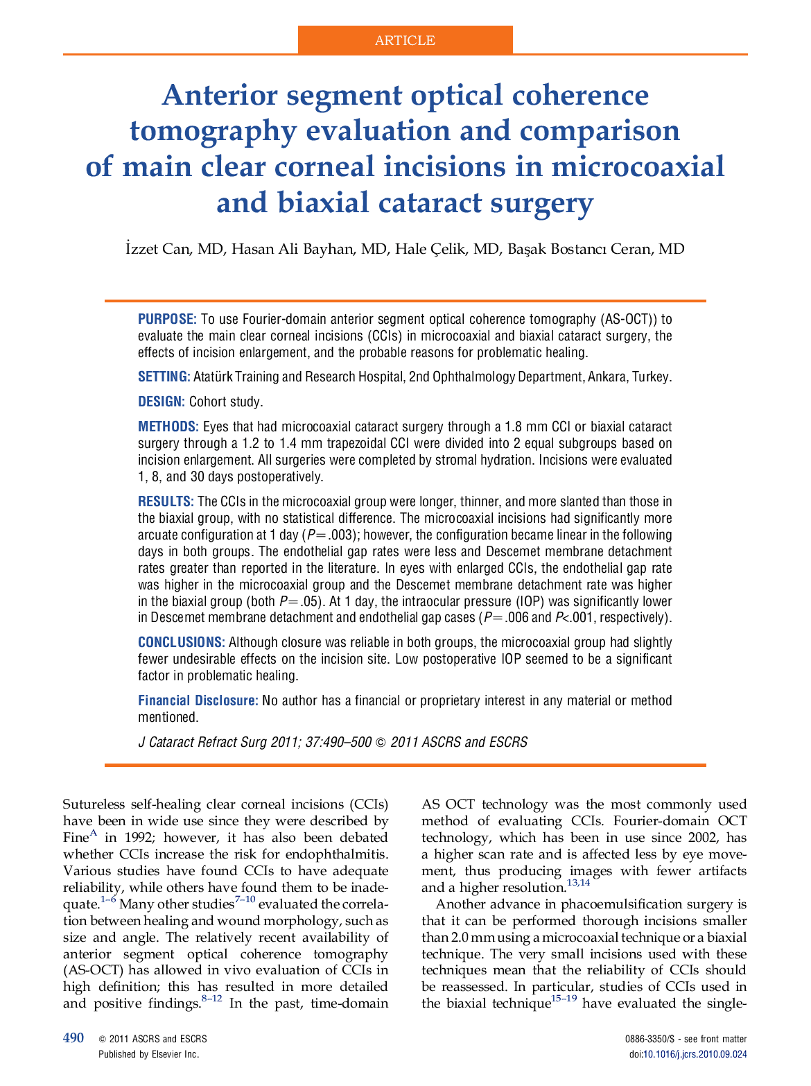 Anterior segment optical coherence tomography evaluation and comparison ...